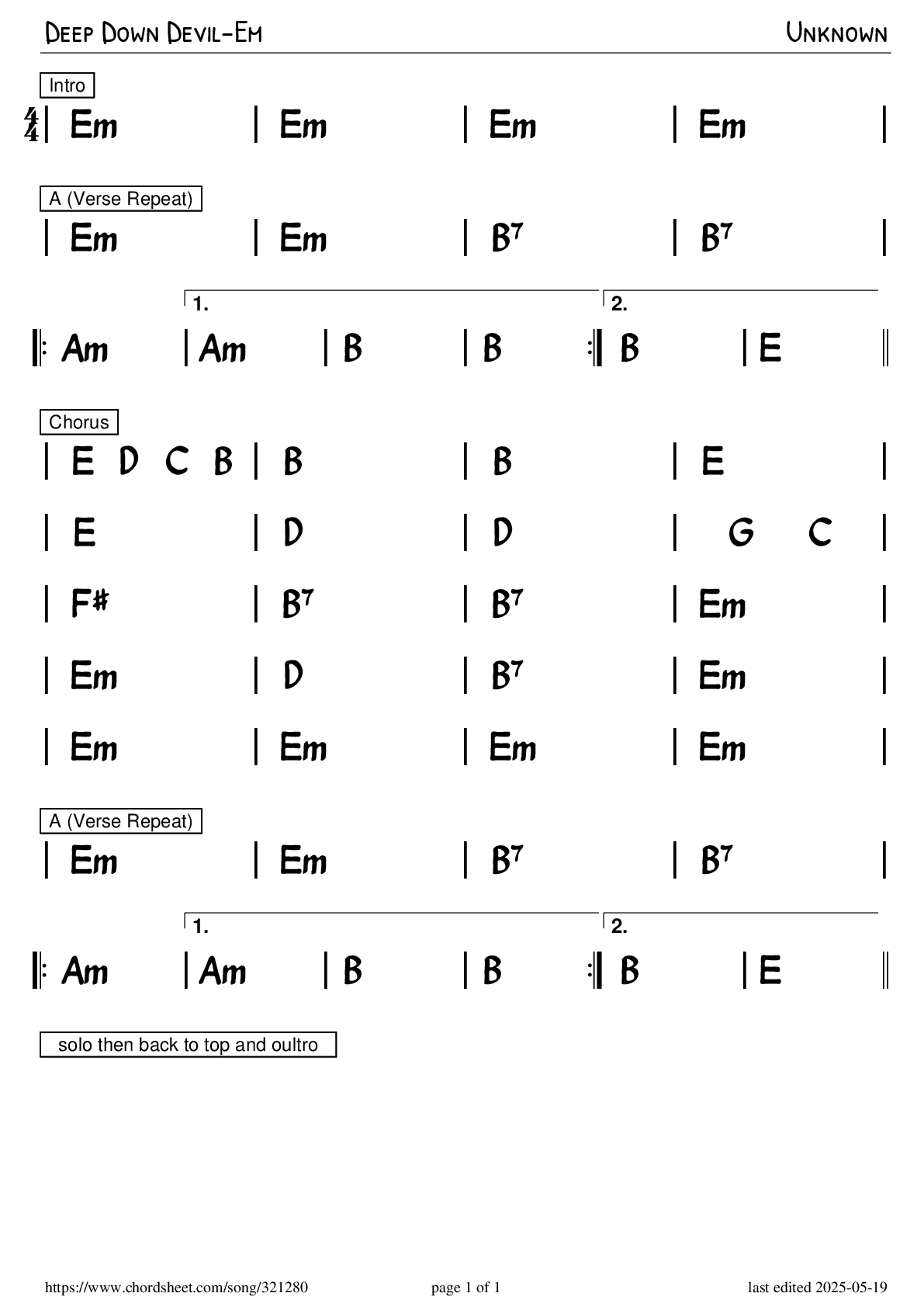 Deep Down Devil-Em · Unknown · PNG Preview· Chord Sheet Maker Online